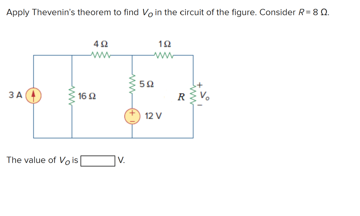 Solved Apply Thevenin's theorem to find VO in the circuit of | Chegg.com