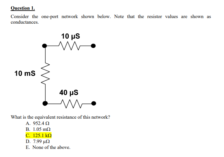 Solved Question 1. Consider the one-port network shown | Chegg.com