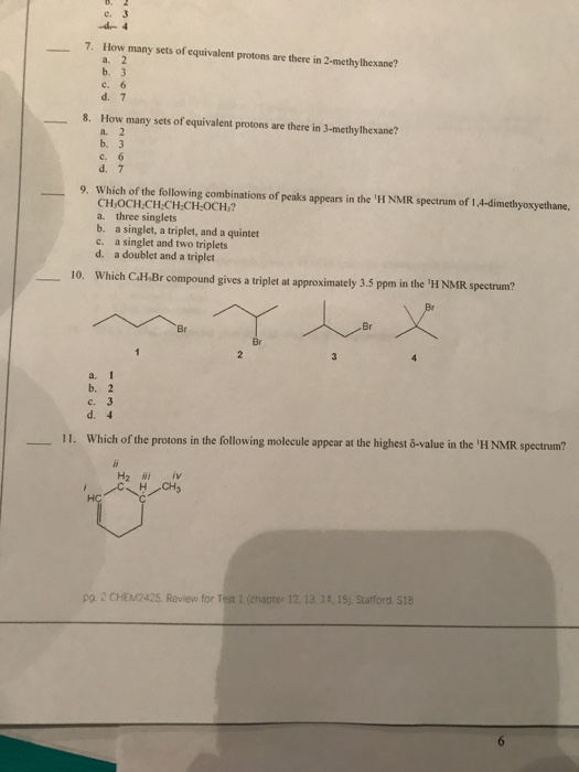 Solved 7. How many sets of equivalent protons are there in | Chegg.com