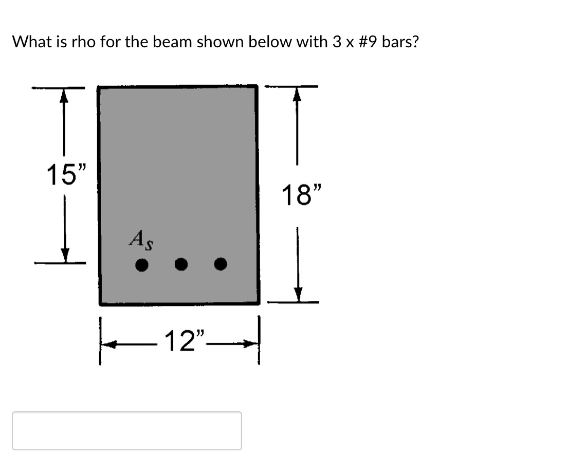 Solved What is rho for the beam shown below with 3 x #9 | Chegg.com