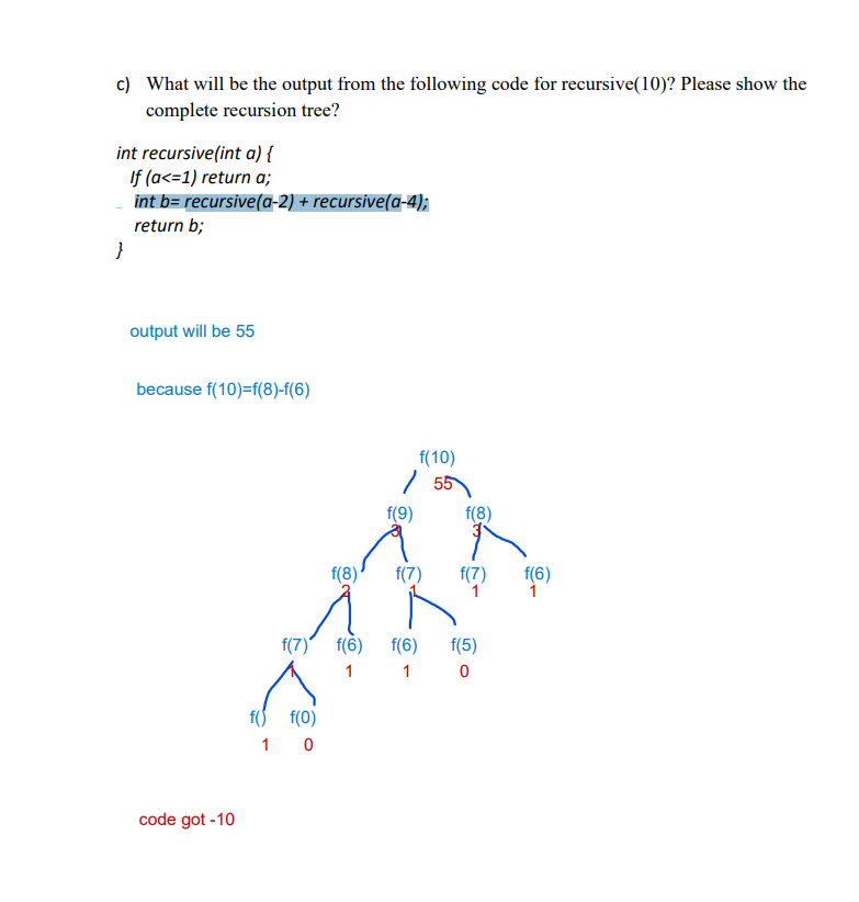 Solved c) What will be the output from the following code | Chegg.com