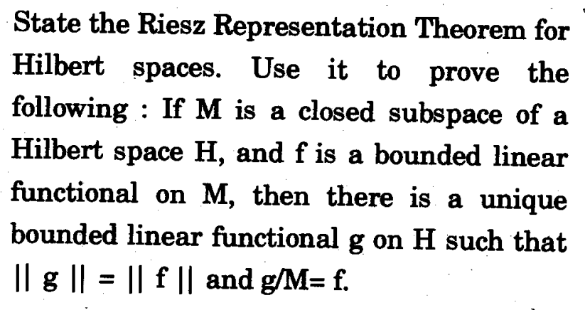 Solved State The Riesz Representation Theorem For Hilbert