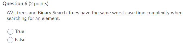 Solved AVL trees and Binary Search Trees have the same worst | Chegg.com