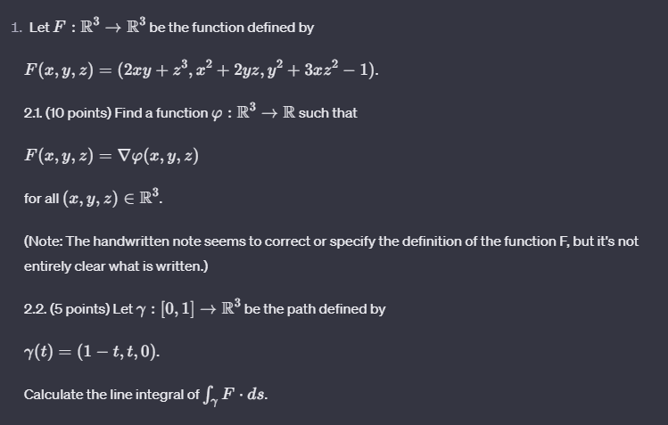 Solved 1. Let F:R3→R3 be the function defined by | Chegg.com