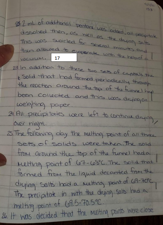 Week #1 Results: Materials: Mass of xylidide: 1.084a | Chegg.com