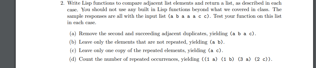 2 Write Lisp Functions To Compare Adjacent List 