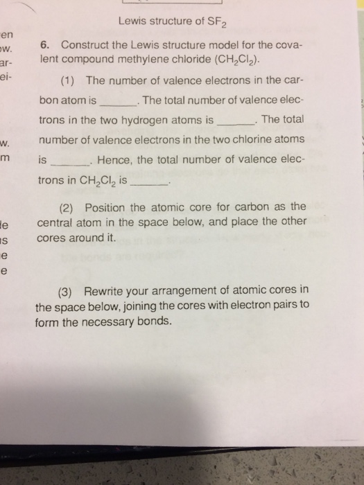 Solved Lewis structure of SF2 en 6. Construct the Lewis | Chegg.com