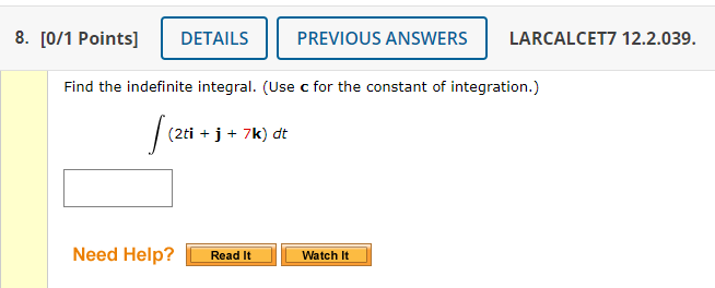 Solved Find the indefinite integral. (Use c for the constant | Chegg.com
