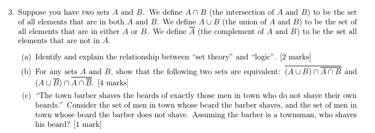 Solved 3. Suppose you have two sets A and B. We define A∩B | Chegg.com