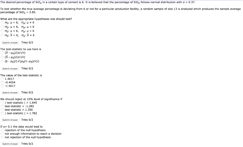 Solved The desired percentage of SiO2 in a certain type of | Chegg.com