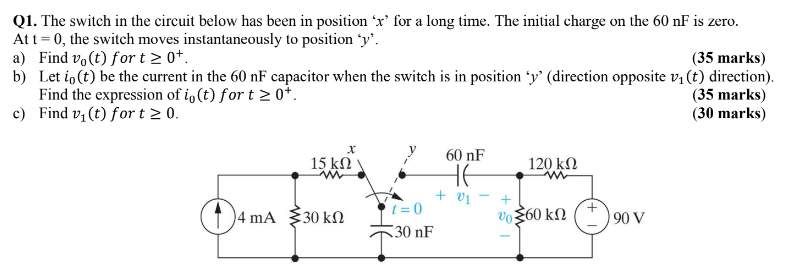Solved HW2-2. ﻿The switch in the circuit shown below has | Chegg.com