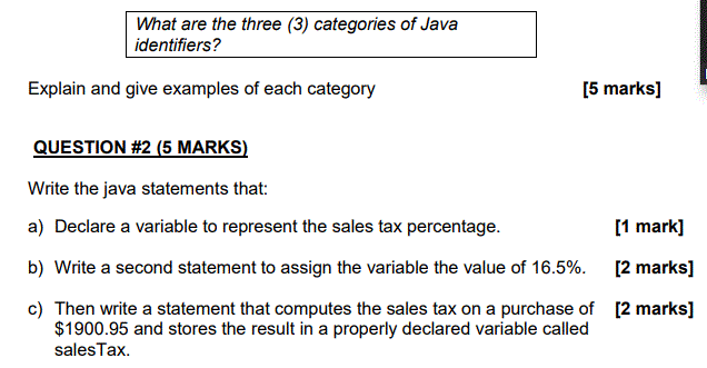 Solved What are the three (3) categories of Java | Chegg.com