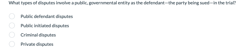 Solved What types of disputes involve a public, governmental | Chegg.com