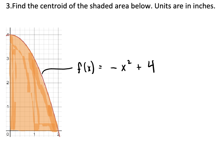 Solved 3.Find the centroid of the shaded area below. Units | Chegg.com