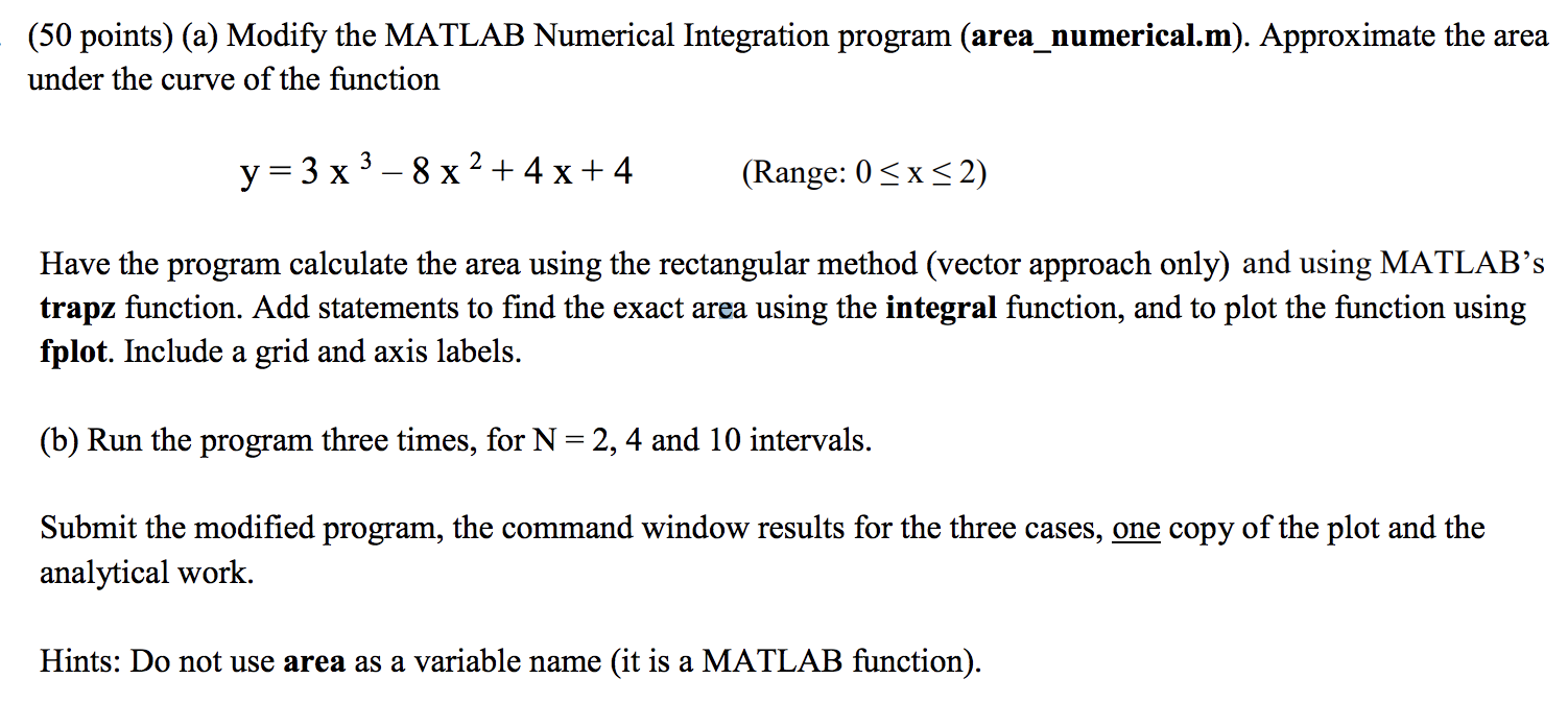 Solved (50 points) (a) Modify the MATLAB Numerical | Chegg.com
