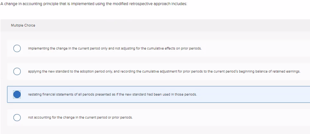 Solved A change in accounting principle that is Implemented | Chegg.com