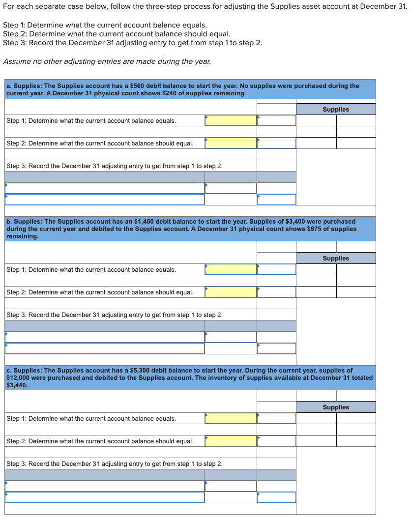 Solved For each separate case below, follow the three-step | Chegg.com