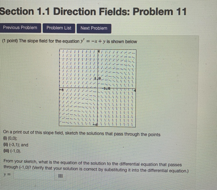 Solved Section 1 1 Direction Fields Problem 11 Previous