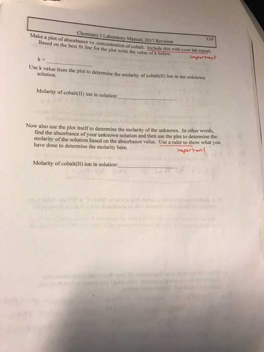 Calculate the molarity of cobalt (II) in the unknown | Chegg.com