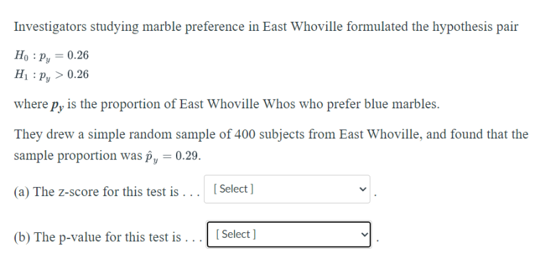 Solved Investigators studying marble preference in East | Chegg.com