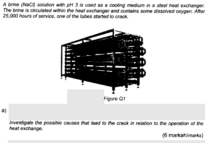 Solved A brine (NaCl) solution with pH 3 is used as a | Chegg.com