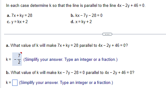 Solved In each case determine k so that the line is parallel | Chegg.com