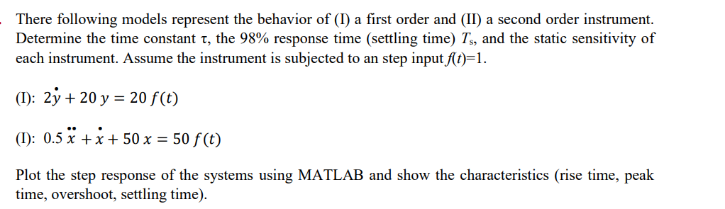 Solved There following models represent the behavior of (I) | Chegg.com