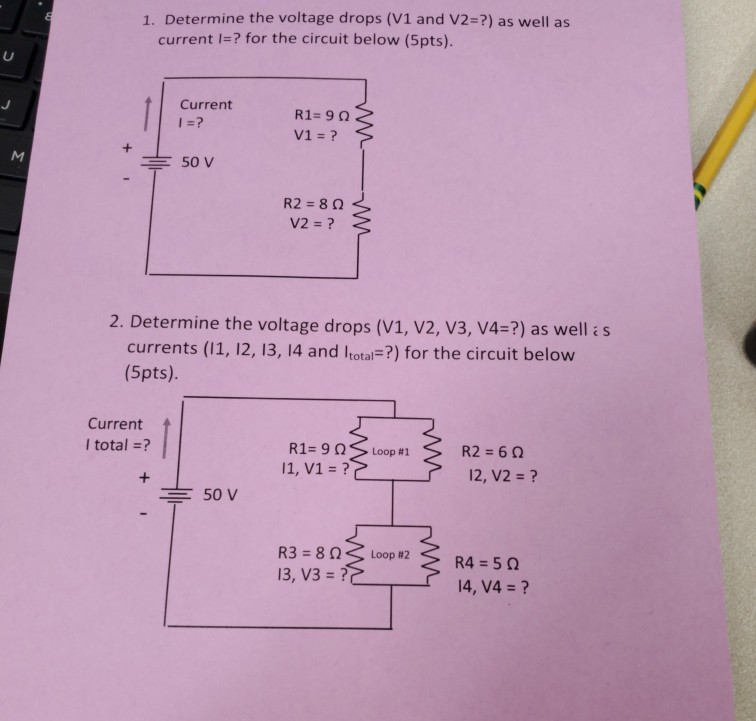 Solved 1. Determine the voltage drops (V1 and V2?) as well | Chegg.com