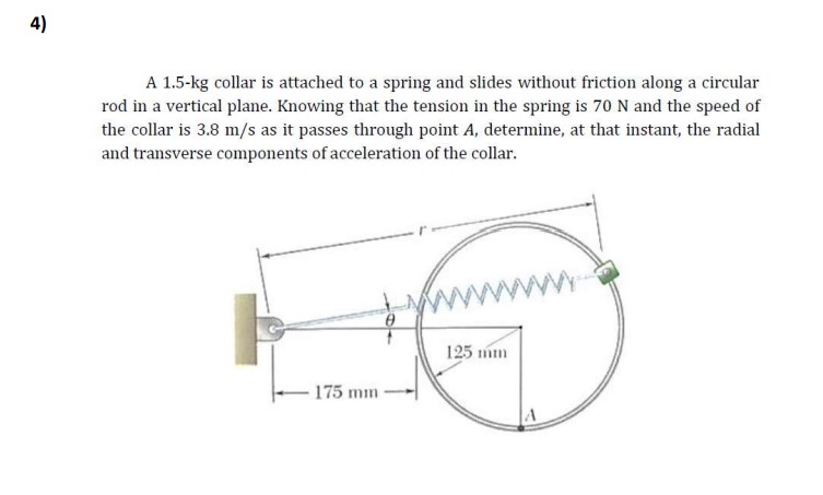 Solved A 1.5−kg collar is attached to a spring and slides | Chegg.com