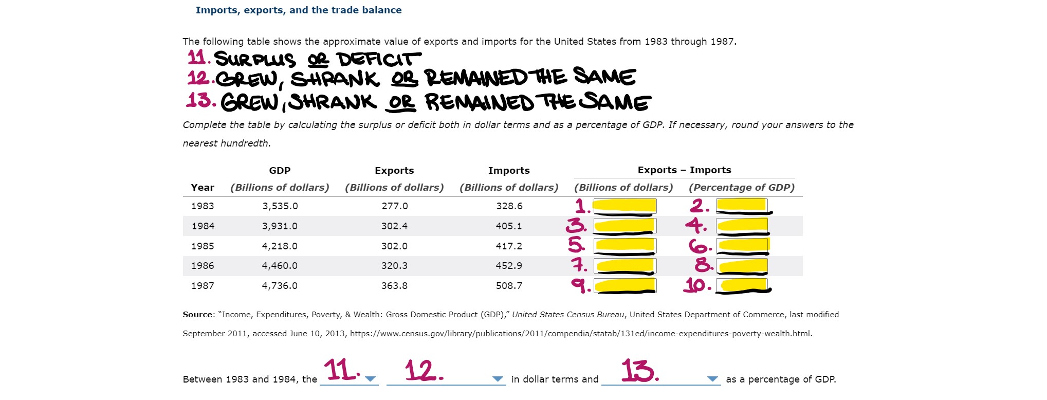 Solved 11. SURPLUS \& DEFICIT 12. CREW, SHPANK OR REMANED | Chegg.com