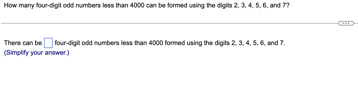 Solved How many four-digit odd numbers less than 4000 can be | Chegg.com