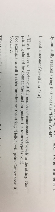 Solved Void consonantVowel(char *str) - This function will | Chegg.com