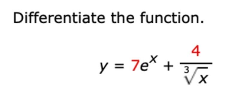 Solved Differentiate The Function Y7ex3x4 0538