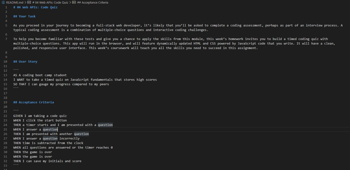 README.md > #04 Web APIs: Code Quiz > ## Acceptance | Chegg.com