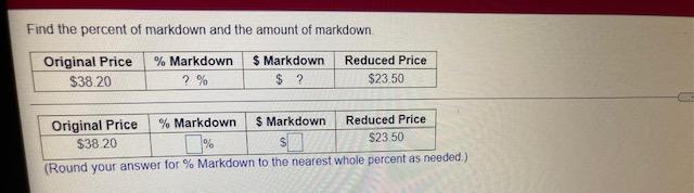 Solved Find the percent of markdown and the amount of | Chegg.com