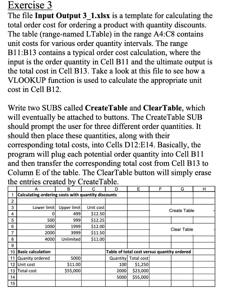 Exercise 3 The file Input Output 3_1.xlsx is a | Chegg.com