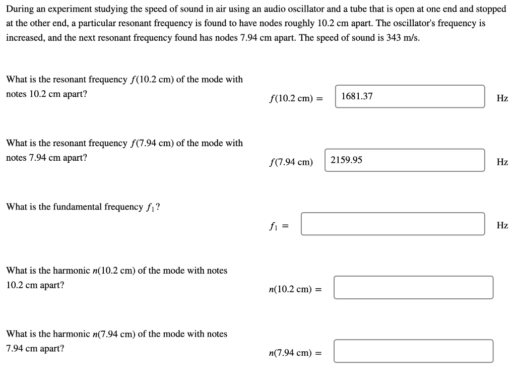 Solved During an experiment studying the speed of sound in | Chegg.com