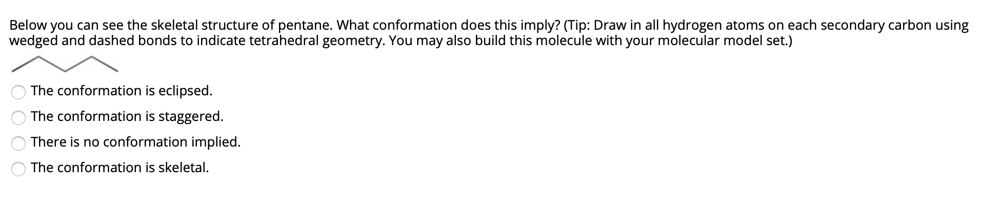 Solved Below you can see the skeletal structure of pentane. | Chegg.com