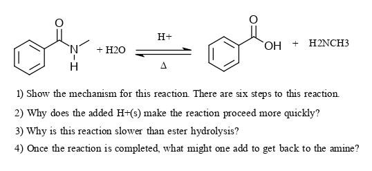 Solved H+ + H2O OH + H2NCH3 H A 1) Show the mechanism for | Chegg.com