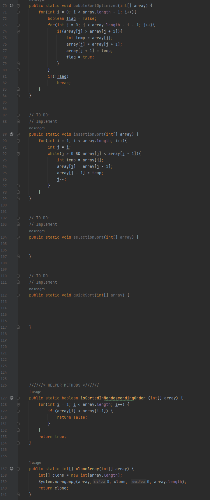 Solved Java Programming: I have done some of the sorting | Chegg.com