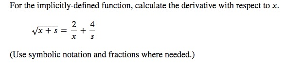 Solved For the implicitly-defined function, calculate the | Chegg.com