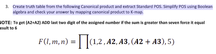 Solved 3 Create Truth Table From The Following Canonical 1868