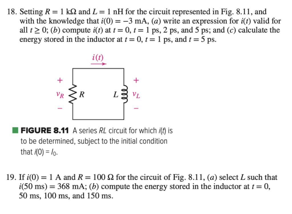 Solved 8. Setting R=1kΩ and L=1nH for the circuit | Chegg.com