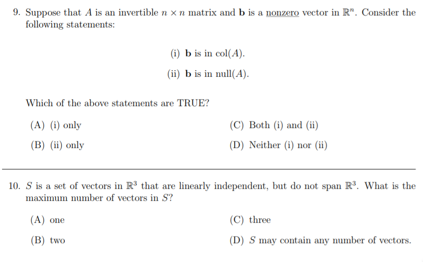 Solved 9 Suppose That A Is An Invertible N × N Matrix And