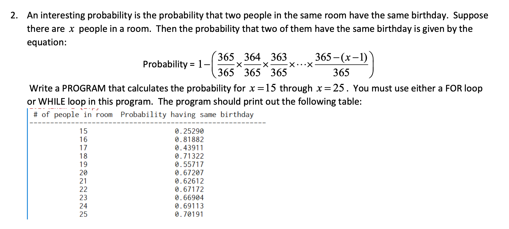 Solved 2. An interesting probability is the probability that | Chegg.com