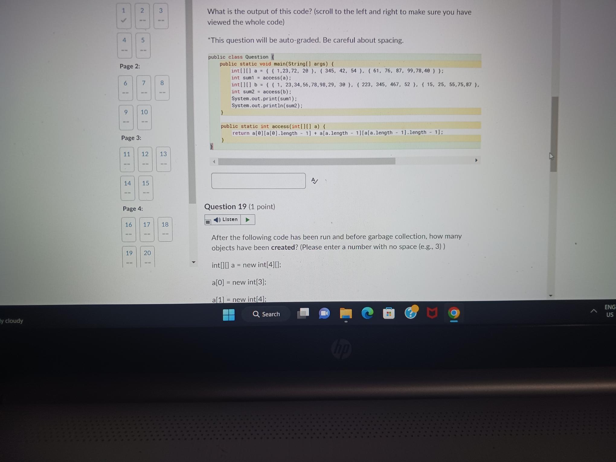What is the output of this code? (scroll to the left | Chegg.com
