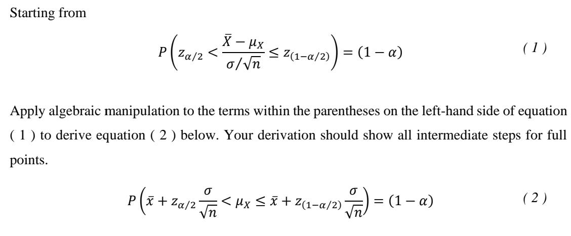 Solved Starting from P(zα/2