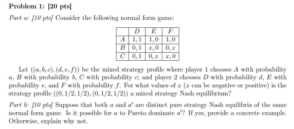 Solved Problem 1: (20 pts] Part a: (10 pts) Consider the | Chegg.com