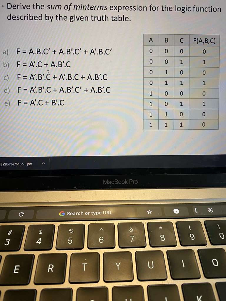 Solved Derive the sum of minterms expression for the logic | Chegg.com