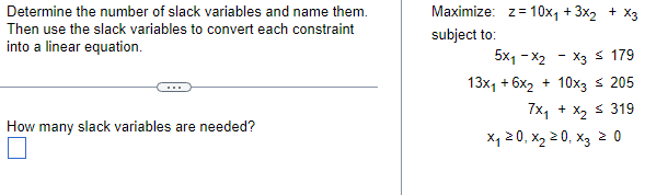 Solved \begin{tabular}{l|r} Determine the number of slack | Chegg.com